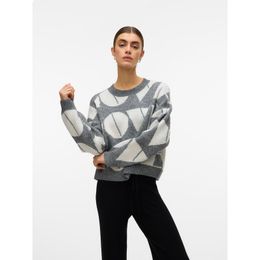 V&eacute;ro Moda Vero Moda Damen Strickpullover &raquo;VMLOVE LS O-NECK PULLOVER BOO&laquo; Materialmix, mit Wollanteil grau M