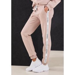 French Connection Damen Sweathose mit seitlichen Kontraststreifen und Logodruck beige 36/38, N-Gr