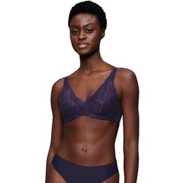 Triumph B&uuml;gel-BH &raquo;Body Make-Up Illusion Lace&laquo; Komfort-B&uuml;gel, wattiert, Spitze, weiche Microfaser, tiefes Dekollet&eacute; blau 80, Cup B B&uuml;gel-BH