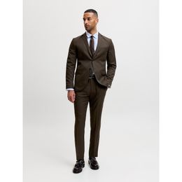 Jack & Jones Jack & Jones Herren Anzug &raquo;JPRCOSTA SUIT&laquo; Set, 2 tlg. sehr schmal aus Polyester, sehr schmale Passform, mit Reverskragen, Langarm-Sakko braun 50, N-Gr