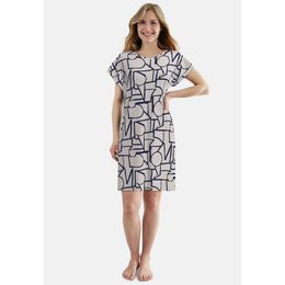 Tom Tailor Damen Tom Tailor Nachthemd knielang, mit Muster, Kurzarm, Rundhalsausschnitt, Viskosemix 44, N-Gr