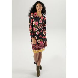 Aniston Selected Damen Aniston SELECTED Minikleid mit aufgedruckter Bord&uuml;re; leicht taillliert bunt 36, N-Gr