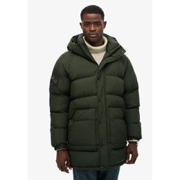 Superdry Herren Steppjacke &raquo;XPD LONGLINE BAFFLE PARKA&laquo; mit Kapuze mit Markenlabel, aus Polyester, pflegeleicht, Oversize-Passform gr&uuml;n XL