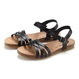 Lascana Damen Lascana Sandale &raquo;Sandalette, Sommerschuh, offener Schuh,&laquo; aus Leder mit Korkfu&szlig;bett schwarz 40