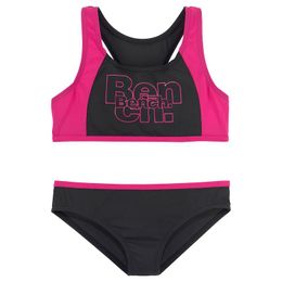 Bench. M&auml;dchen Bustier-Bikini mit kontrastfarbigen Eins&auml;tzen schwarz 146/152, N-Gr