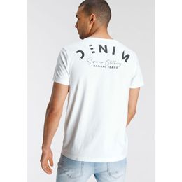 Bruno Banani Herren T-Shirt schmal geschnitten, mit Print, Rundhalsausschnitt, aus Baumwolle wei&szlig; L (52/54)