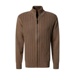 Pierre Cardin Herren Strickjacke in gerippter Qualit&auml;t braun XL
