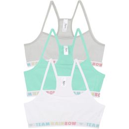 bonprix Kinder bonprix Bustier Packung, 3er, aus Baumwolle und Elasthan, 3er-Pack, mit auff&auml;lligem Schriftzug bunt 176/182, N-Gr