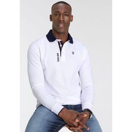 Delmao Herren DELMAO Langarm-Poloshirt Langarm, aus atmungsaktivem Piqu&eacute;-Stoff, Polokragen wei&szlig; L (52/54)