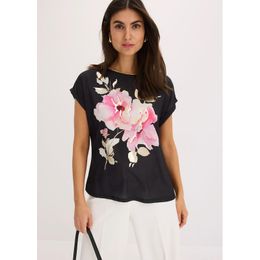 bonprix Damen bonprix T-Shirt lockere Passform, mit Satin-Einsatz, &auml;rmellos schwarz 52/54 (XXL)