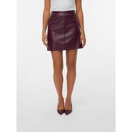 V&eacute;ro Moda Vero Moda Damen Lederimitatrock &raquo;VMNELLY HR SHORT PL SKIRT NOOS&laquo; Lederimitat, high waist rot S
