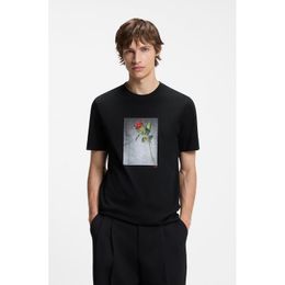 Hugo Herren Hugo T-Shirt &raquo;Durose&laquo; Fotodruck, reine Baumwolle, Regular Fit schwarz M