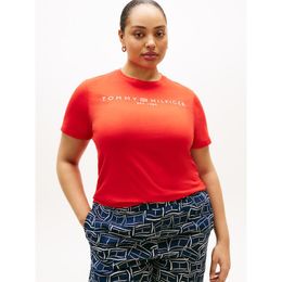 Tommy Hilfiger Curve Damen T-Shirt &raquo;CRV REG CORP LOGO C-NK SS&laquo; in gro&szlig;en Gr&ouml;&szlig;en rot 52