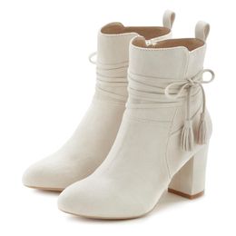 Lascana Damen Lascana Stiefelette mit Blockabsatz, High-Heel-Stiefelette, Ankle Boots, Stiefel beige 41