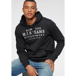 H.I.S. H.I.S Herren Kapuzensweatshirt, mit Print und Badge, Kapuze, f&uuml;r sportliche Outfits schwarz XL (56/58)