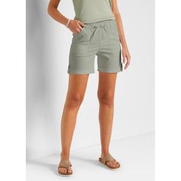 bonprix Damen bonprix Bermudas &raquo;Baumwoll-Bermuda mit Gummibund&laquo; aus Baumwolle und Elasthan, lockere Passform gr&uuml;n 48, N-Gr