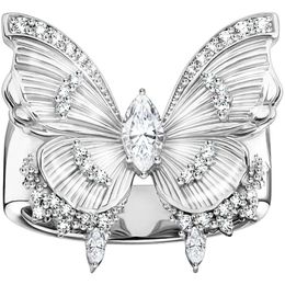 Thomas Sabo Damen Thomas Sabo Fingerring &raquo;Butterfly Paradise Cocktail-Ring - Schmetterling-Design&laquo; mit Zirkonia (synth.) bunt 58, Silber 925 (recycelt