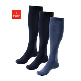 Bench. Herren Kniestr&uuml;mpfe &raquo;Herren Wollkniestr&uuml;mpfe, uni, weicher Abschluss&laquo; Packung, 3 Stk. tlg. Herrenkniestr&uuml;mpfe mit w&auml;rmender Wolle blau 39-42
