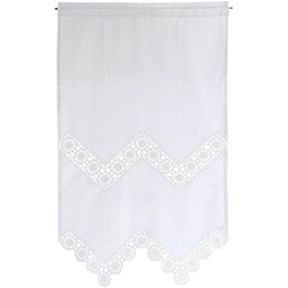 HOSSNER - ART OF HOME DECO Gardine &raquo;Dufour&laquo; Stangendurchzug 1 Stk. tlg. handgeh&auml;kelte Spitze, wei&szlig;, Baumwolle wei&szlig; Wirkware, Baumwolle 150cm, 