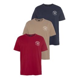 H.I.S. H.I.S Herren T-Shirt Packung, 3er-Pack, 3 Stk. schmal geschnitten, bedrucktes Design, aus 100% Baumwolle bunt M (48/50)