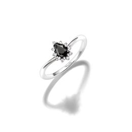 Thomas Sabo Damen Thomas Sabo Fingerring &raquo;True Romance Ring mit Schwarzen Tropfen&laquo; mit Zirkonia (synth.) schwarz 58, Silber 925 (recycelt), 1,6mm