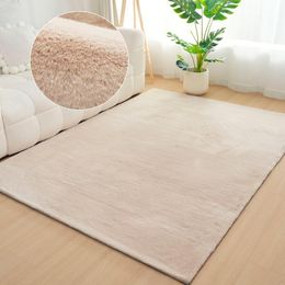 Bruno Banani Fellteppich &raquo;Rabbit 2, Kunstfell Teppich, Modern&laquo; rechteckig 25 mm H&ouml;he Kaninchenfell-Haptik, sehr weich, Wohnzimmer, Schlafzimmer, Esszimmer beige 