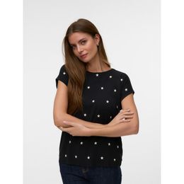 V&eacute;ro Moda Vero Moda Damen Kurzarmshirt &raquo;VMAVA SS TOP MULTI AOP NOOS&laquo; Materialmix, regular fit schwarz L