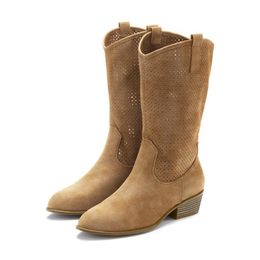 Lascana Westernstiefel 'Herbst Boots, Ankle Stiefelette, Schlupfstiefel, Cowboy-Stiefel,' camelfarben Gr. 38 f&uuml;r Damen