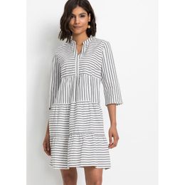 bonprix Damen bonprix Tunikakleid f&uuml;r Fr&uuml;hling und Sommer, aus Baumwolle, A-Linien-Passform schwarz-wei&szlig; 42, N-Gr