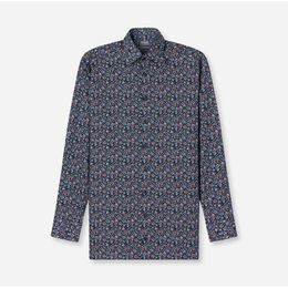 OLYMP Herren OLYMP Langarmhemd &raquo;Luxor&laquo; gemustert, Businesshemd, comfort fit, New-Kentkragen blau 43, N-Gr