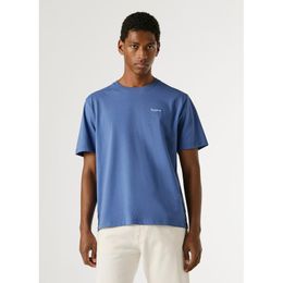 Pepe Jeans Herren T-Shirt &raquo;CONTRAST CONNOR&laquo; mit Rundhals und gesticktem Logo blau L
