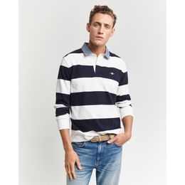 Gant Herren Langarm-Poloshirt &raquo;REG CHAMBRAY STRIPE HEAVY RUGGER&laquo; wei&szlig; XL
