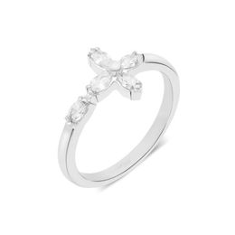 Tamaris Damen Fingerring &raquo;Cross, Kreuz-Design&laquo; mit Zirkonia (synth.) 54, Edelstahl, 1,6mm