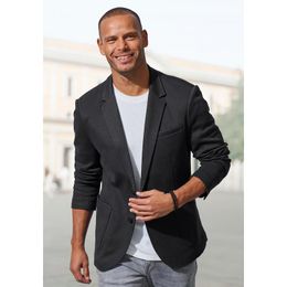 John Devin Herren Sakko &raquo;aus elastischer Jersey Pikee-Qualit&auml;t&laquo; l&auml;ssiges Stretchsakko mit dezentem Muster schwarz XXL (60/62)