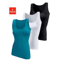 Vivance Active By Lascana Damen Vivance Active by Lascana Unterhemd 3er-Pack, aus weicher Microfaser, Tanktop, Unterziehshirt gr&uuml;n 48/50, N-Gr