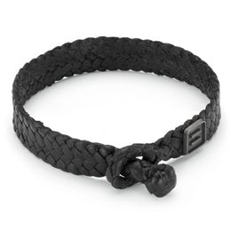 Hannes Roether Herren-Lederarmband geflochten S Schwarz
