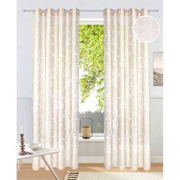 OTTO home Gardine &raquo;Anna&laquo; &Ouml;sen 1 Stk. tlg. Bestseller, &Auml;ste-Motiv, Viskose, Polyester beige Ausbrenner, Polyester, Viskose 145cm, &Ouml;sen, 140cm