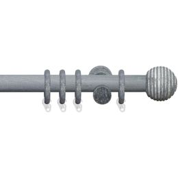 Liedeco Gardinenstange &raquo;Terra Kugel mit Streifen&laquo; &Oslash; 28 mm 1 l&auml;ufig-l&auml;ufig Fixma&szlig; grau Holzwerkstoff B/L: 120cm &Oslash; 28mm, 1 l&auml;ufig
