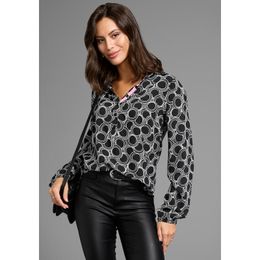Laura Scott Damen Longbluse mit Kontrasttape - NEUE KOLLEKTION schwarz 42