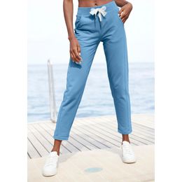 ELBSAND Damen Sweathose &raquo;Brinja&laquo; mit Taschen und breiten Kordeln, Jogginghose, l&auml;ssige Passform blau L (40), N-Gr