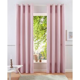 OTTO home Vorhang &raquo;Parry&laquo; &Ouml;sen 2 Stk. tlg. 2-er Set, blickdicht, monochrom, basic rosa Polyester, Recyceltes Material 145cm, &Ouml;sen, 140cm