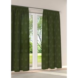 Stickereien Plauen Vorhang &raquo;Hirsch&laquo; Kr&auml;uselband 1 Stk. tlg. gr&uuml;n Polyester, Viskose 125cm, Kr&auml;uselband, 130cm