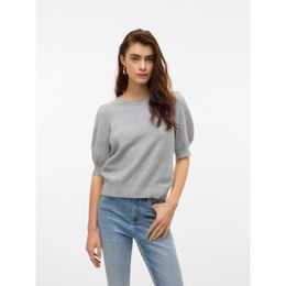 V&eacute;ro Moda Vero Moda Damen Rundhalspullover &raquo;VMDOFFY 2/4 O-NECK PULLOVER GA NOOS&laquo; Materialmix, regular fit grau L