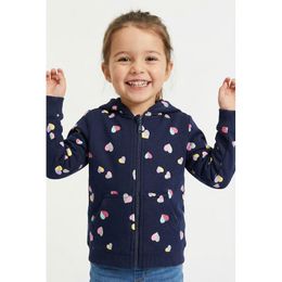 Blue Seven M&auml;dchen Kapuzensweatjacke 1 tlg. allover bedruckt blau 122