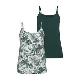 Lascana Spaghettitop 'mit Raffung am Ausschnitt' mehrfarbig Gr. 32/34 f&uuml;r Damen. Tiefer Rundhals und Print. L&auml;ssig Geschnitten. Nachhaltig.
