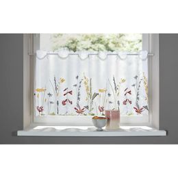 OTTO home Scheibengardine &raquo;Bille&laquo; Durchzugl&ouml;cher 1 Stk. tlg. transparent, mit einseitiger Stickerei, waschbar, Blumen bunt Voile, Polyester 45cm, 