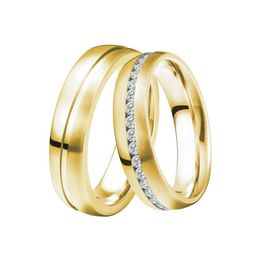 DOOSTI Unisex DOOSTI Trauring &raquo;Schmuck Geschenk Silber 925 Trauring Ehering Partnerring LIEBE&laquo; wahlweise mit oder ohne Zirkonia gold 52,mit Zirkonia, 