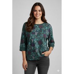Ragwear Damen 3/4-Arm-Shirt &raquo;SHIMONA FLOWERS O&laquo; mit Rundhalsausschnitt, ohne Kragen, in Jersey-Qualit&auml;t, gemustert gr&uuml;n XS