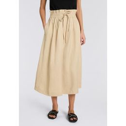 BOSS Orange Damen BOSS Orange Midirock &raquo;Vakola Premium Damenmode&laquo; mit Leinen-Anteil, Paperbag beige 36