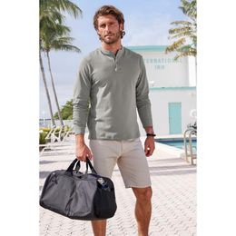 John Devin Herren Henleyshirt &raquo;mit Stehkragen&laquo; Regular-Fit, aus Baumwoll-Piqu&eacute; grau L (52/54)